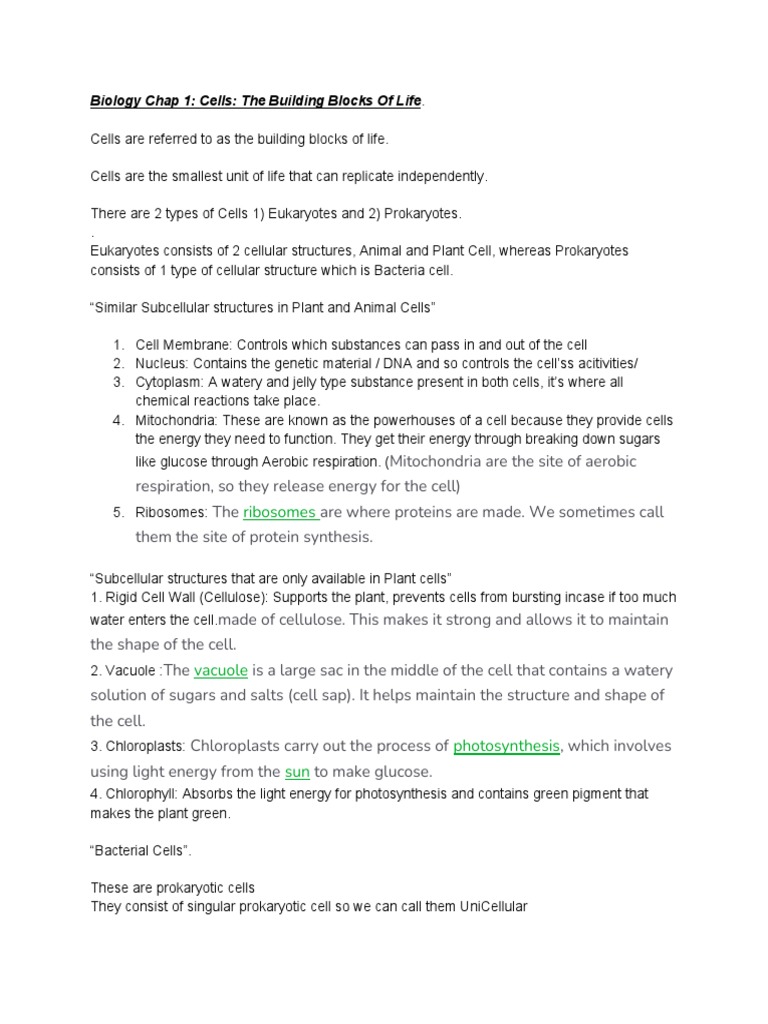 Cells - The Building Blocks of Life | PDF | Cell (Biology) | Prokaryote