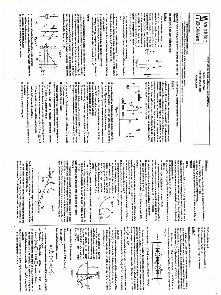 Concours ENSAM 2023 | PDF