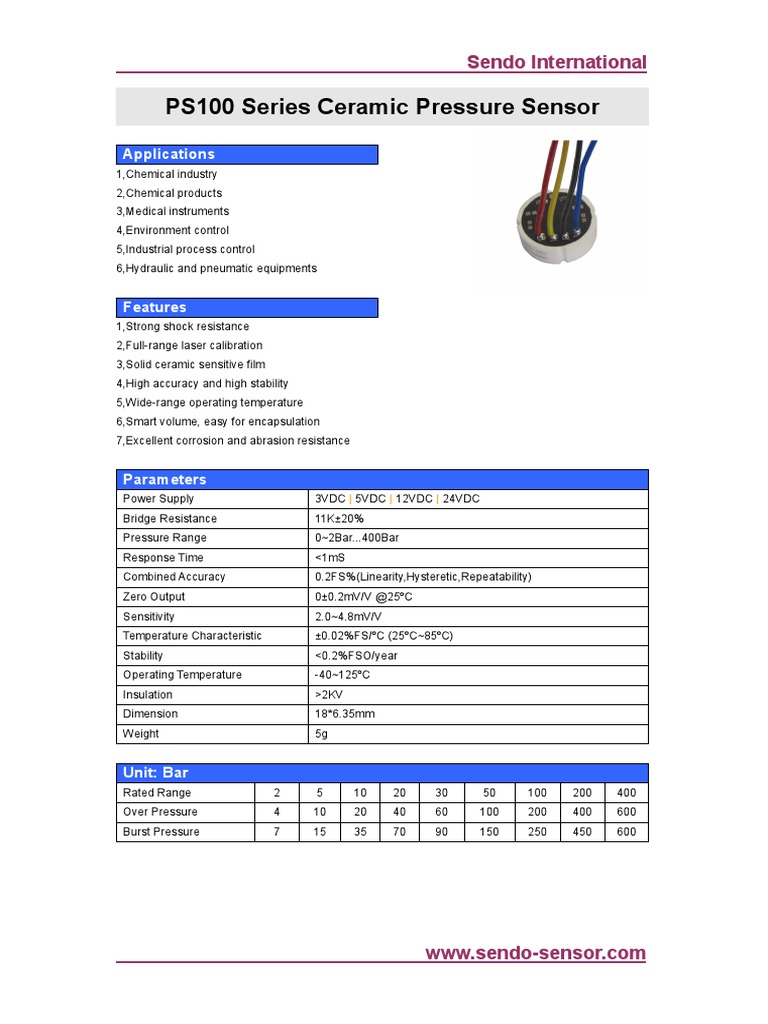 PS100 4 | PDF | Electrical Connector | Sensor