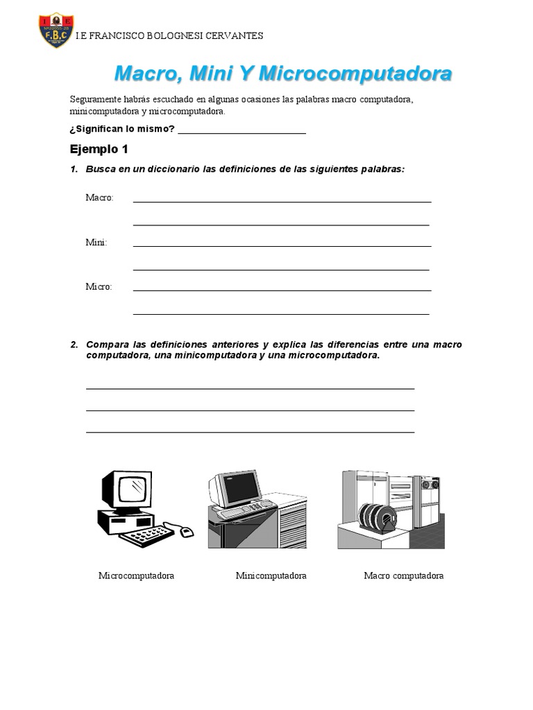 Macro Mini Y Microcomputadora para Quinto de Primaria | PDF ...