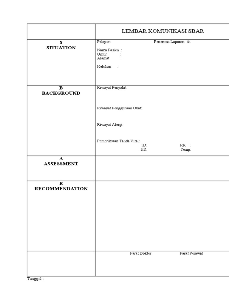 Lembar Komunikasi SBAR untuk Medis | PDF