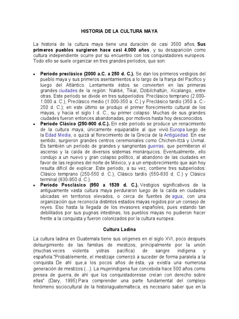 Historia de La Cultura Maya | PDF | America latina | América del Norte