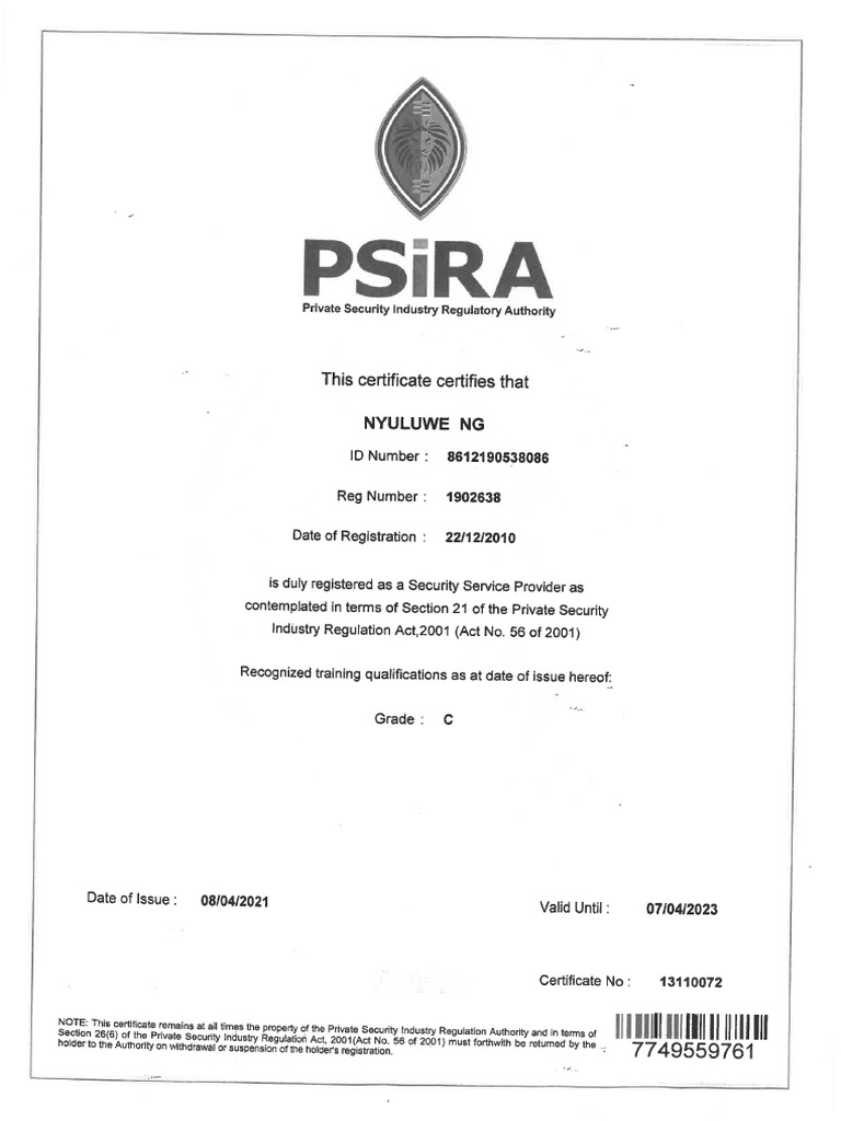 Other Certificates | PDF