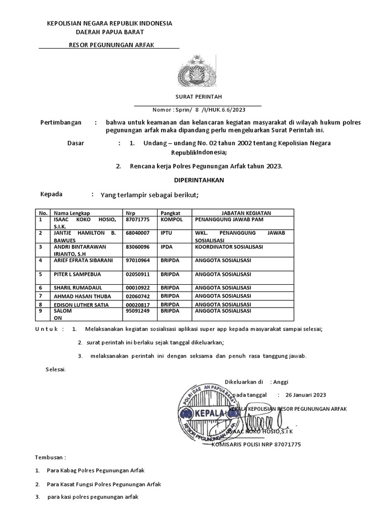 Yang Terlampir Sebagai Berikut : Diperintahkan | PDF