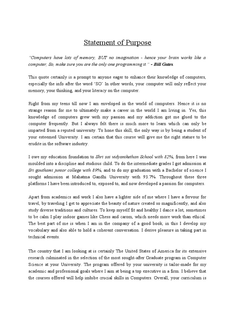 Computer Science Sop Bhargavi | PDF | Cognition