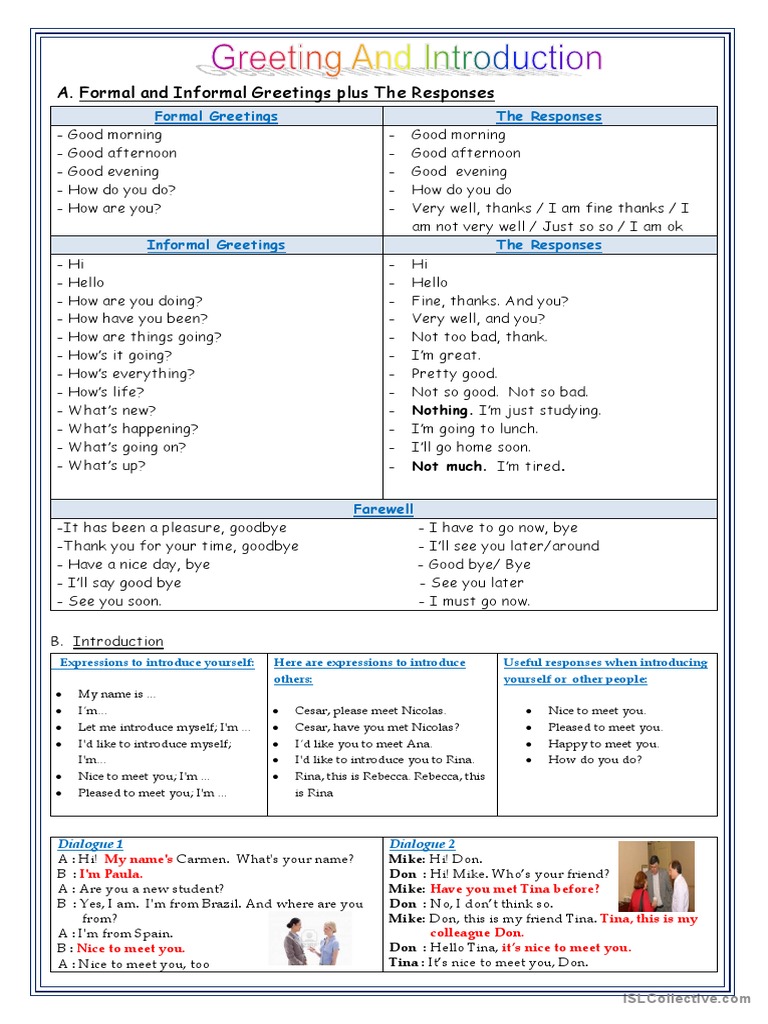 Greetings and Introductions | PDF
