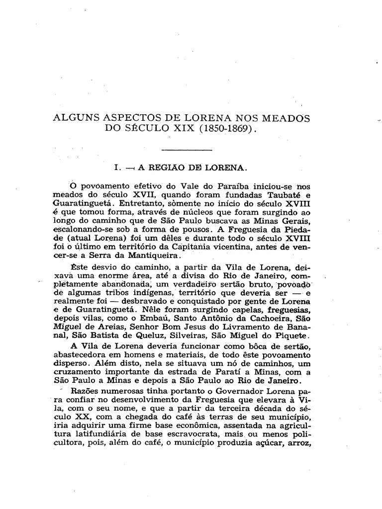 Alguns Aspectos de Lorena Nos Meados Do Século XIX | PDF
