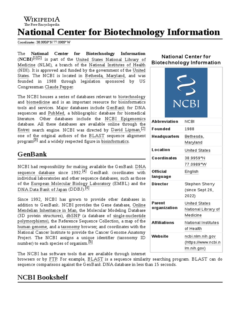 National Center For Biotechnology Information Pdf National Center For Biotechnology