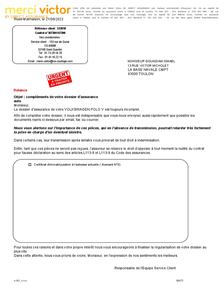 Complétez votre dossier d'assurance auto | PDF | Assurance | Courtier
