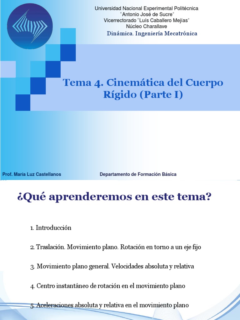 Cinematica Del Cuerpo Rìgido | PDF | Cinemática | Rotación
