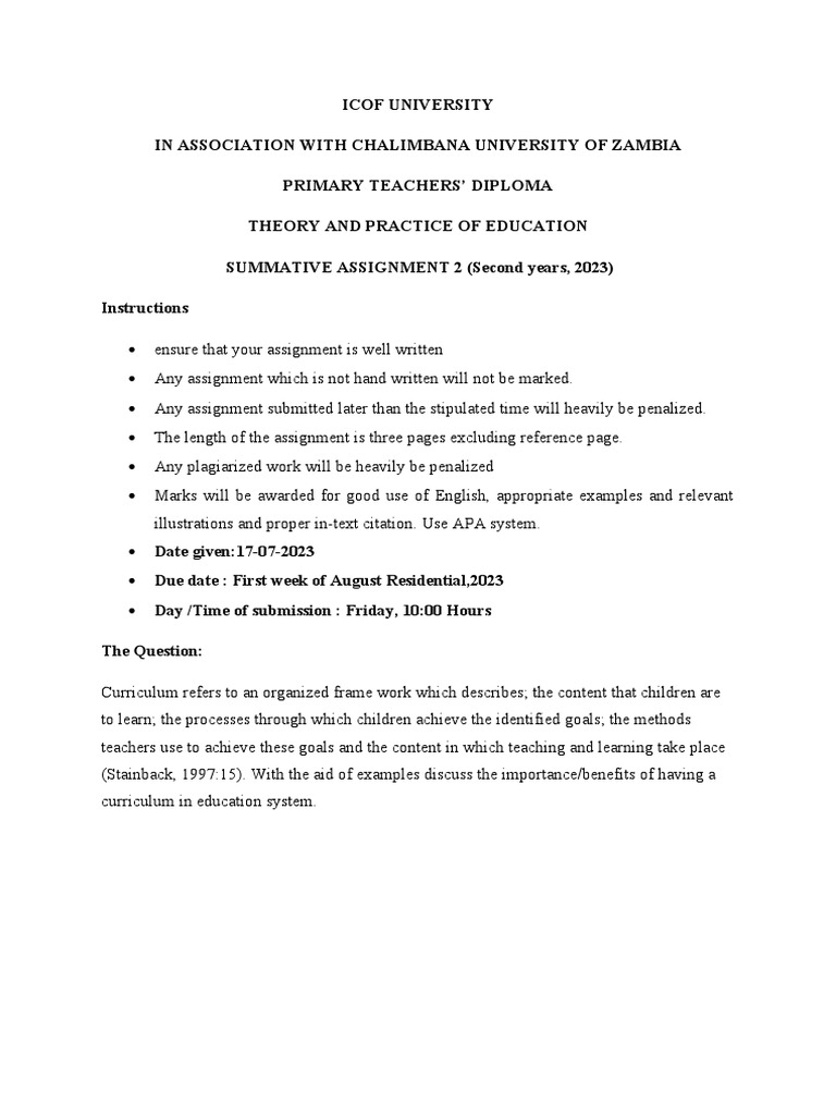 ICOF UNIVERSITY Assgnment 2 2023 | PDF | Citation | Curriculum