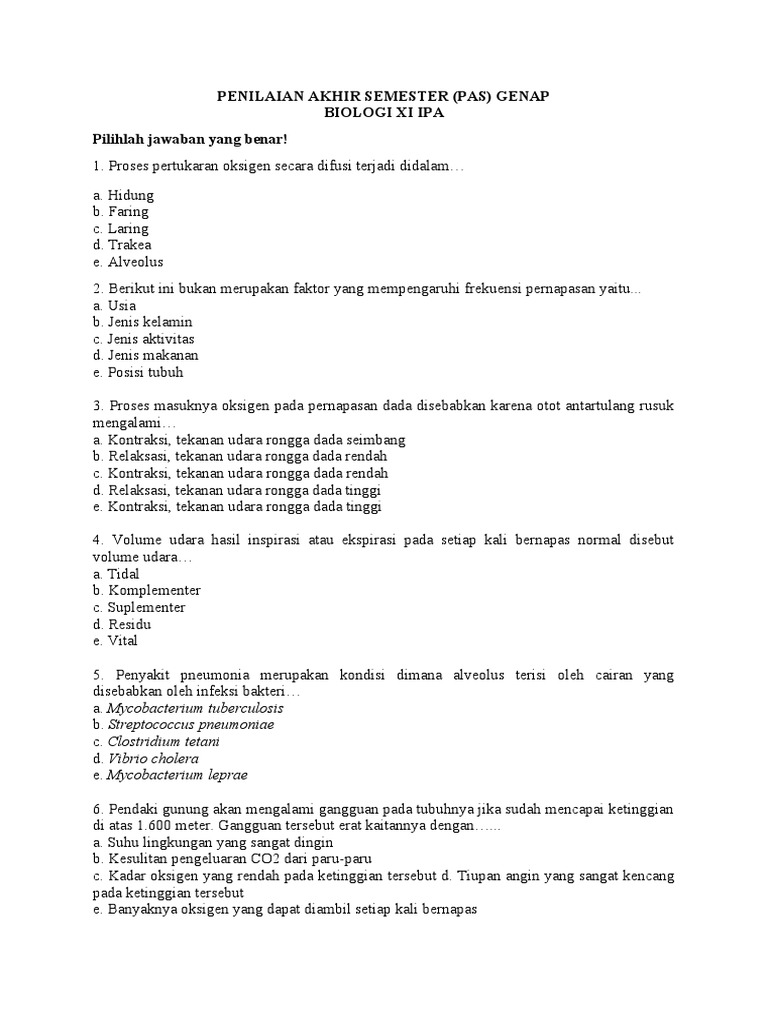 Soal PAS Genap Biologi 2023 | PDF