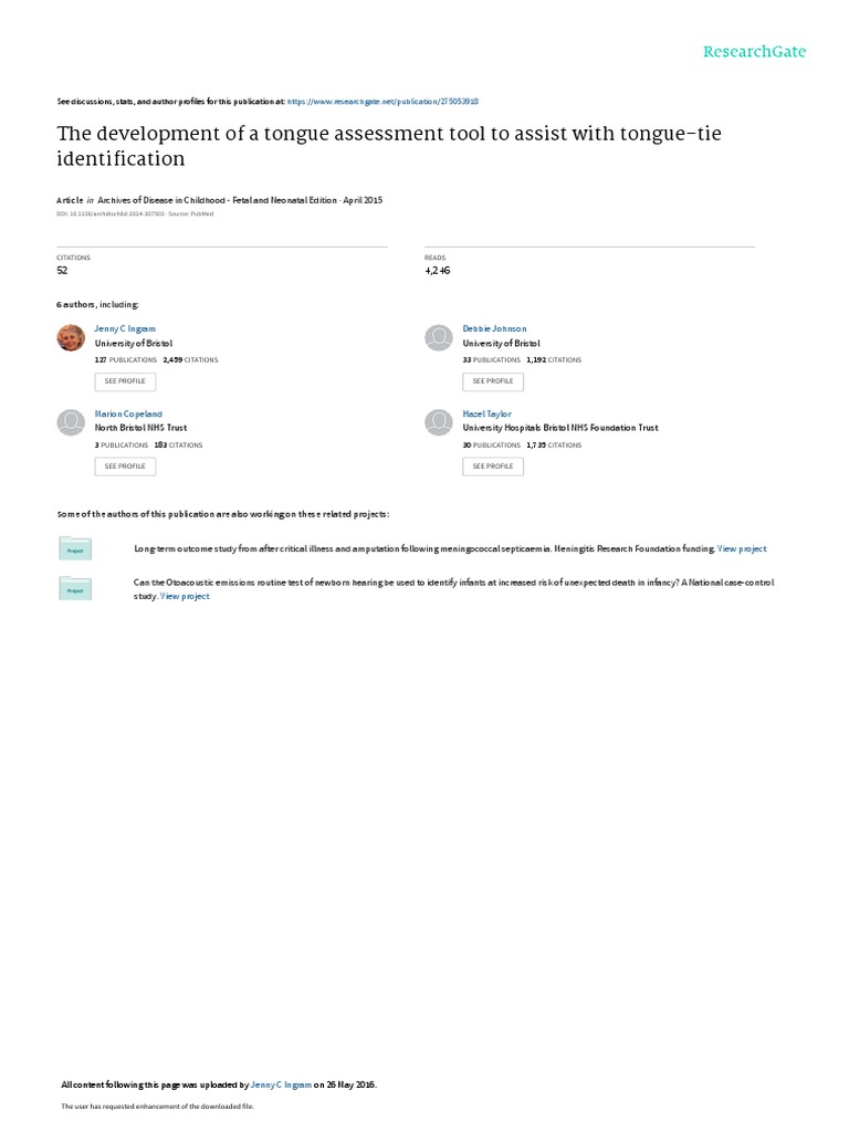 Tongue Tie Assessment Tool Development | PDF | Breastfeeding | Health ...