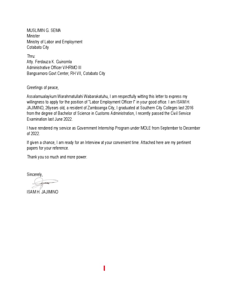 Application Letter For MOLE | PDF | Social Science