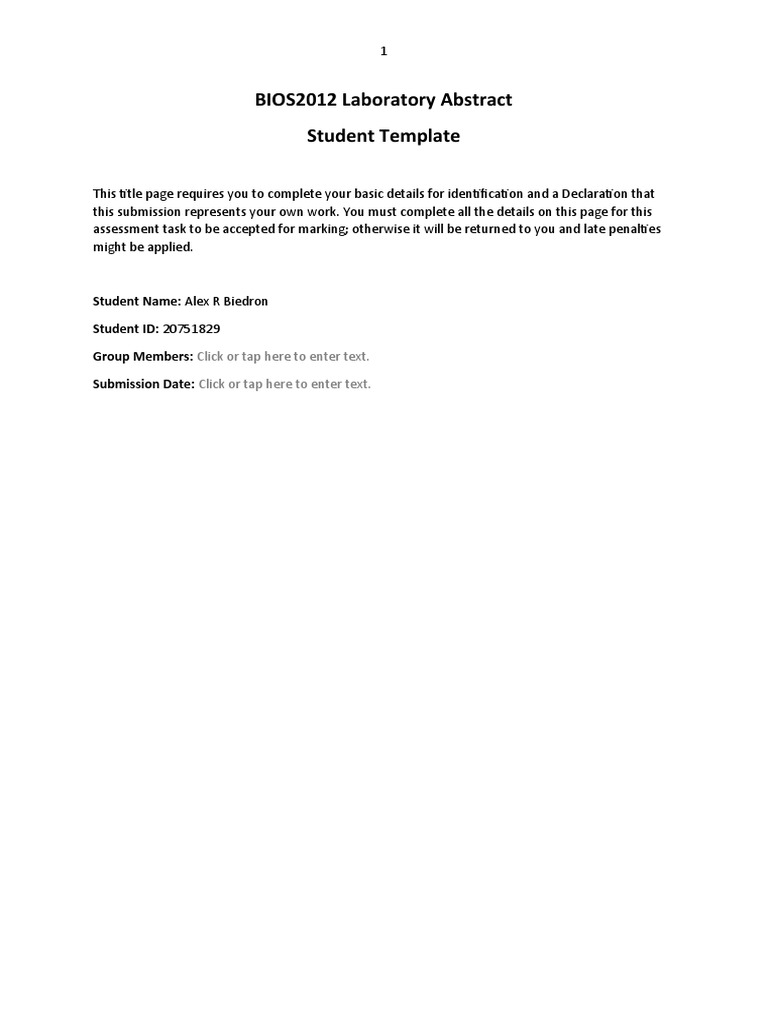 LabAbstractTemplate BIOS2012 v4 STUDENTVERSION | PDF