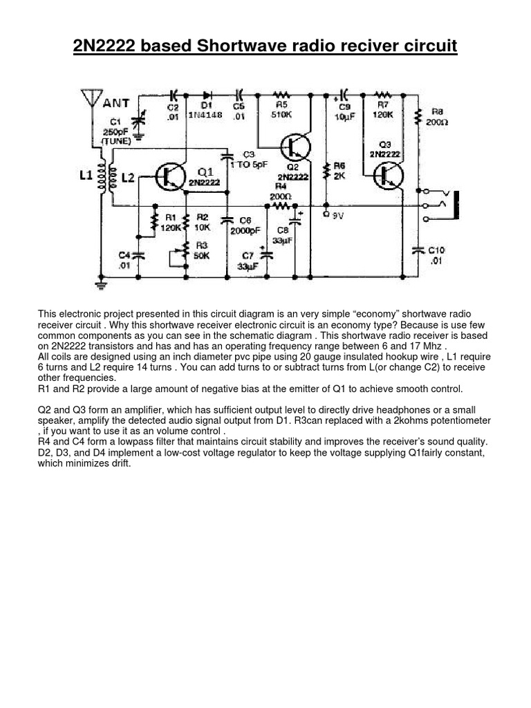 2N2222 Based Shortwave Radio Reciver Circuit | PDF