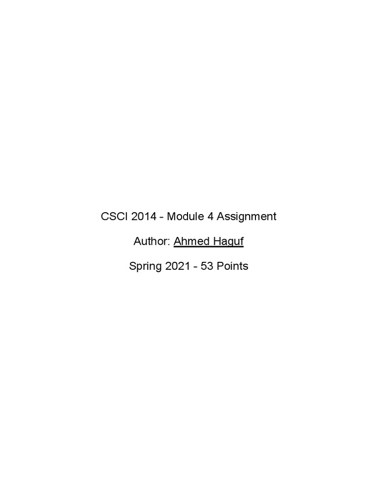 Csci 2014 Module 4 Assignment Pdf Vertex Graph Theory Arithmetic