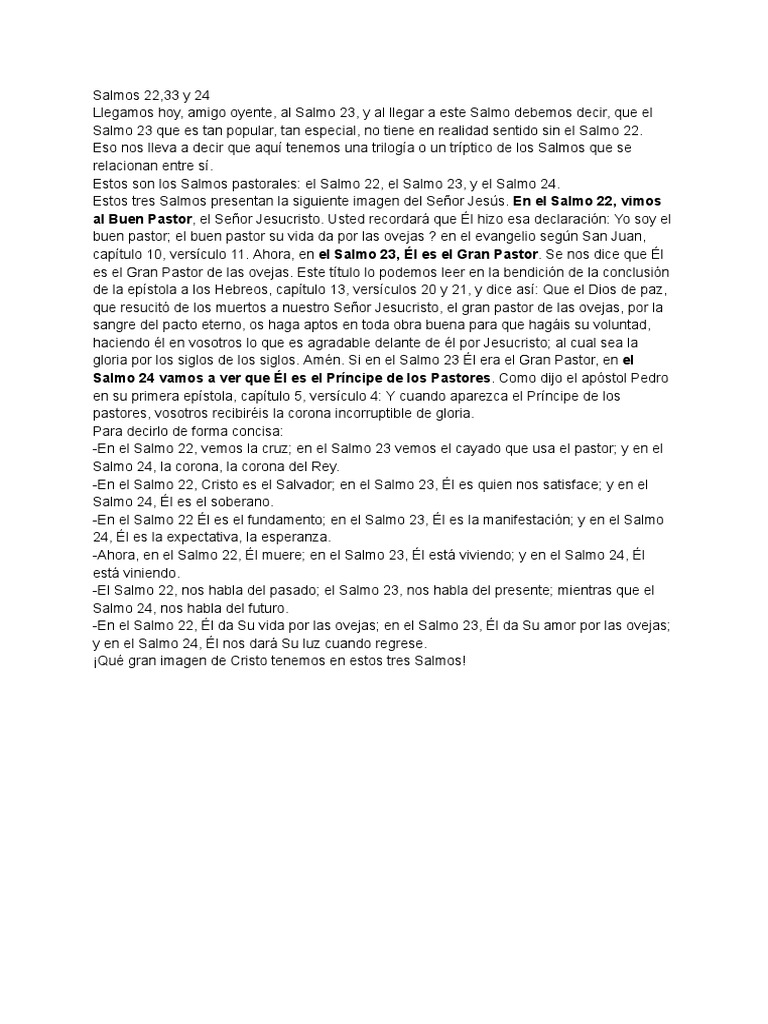 Trilogía de los Salmos 22, 23 y 24 | PDF