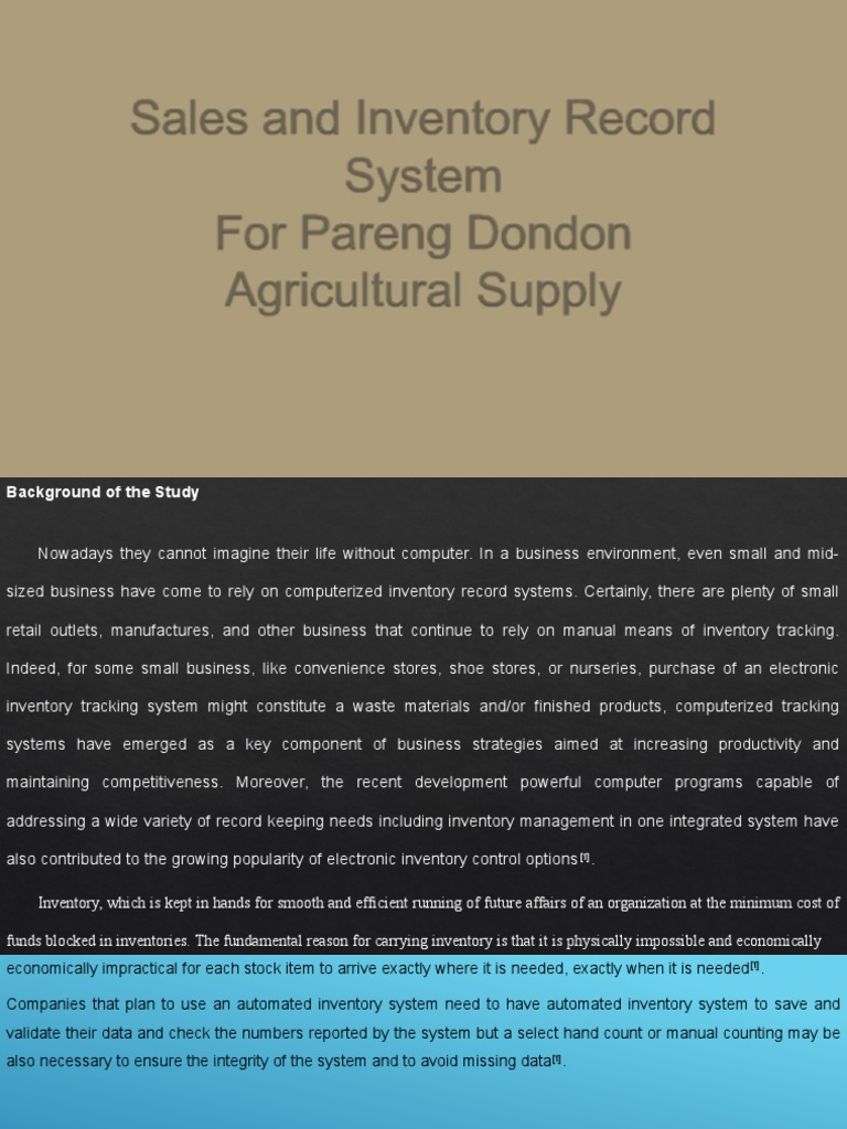 Sales and Inventory Record System Final | Download Free PDF | Inventory ...