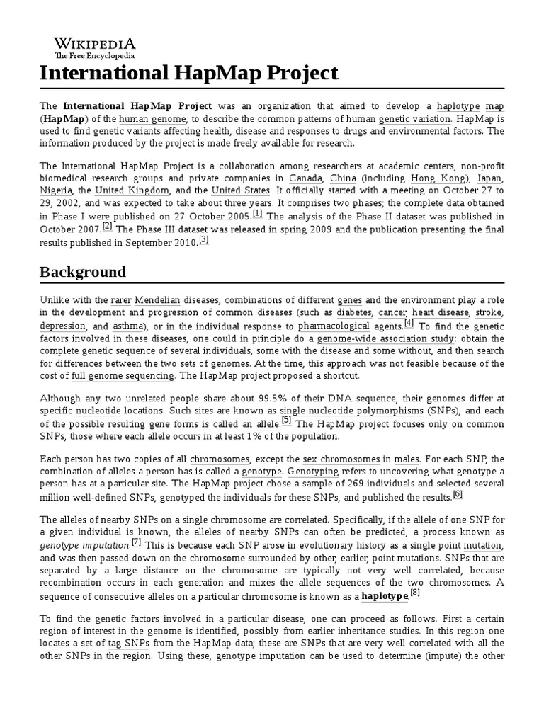 International Hapmap Project Pdf Single Nucleotide Polymorphism