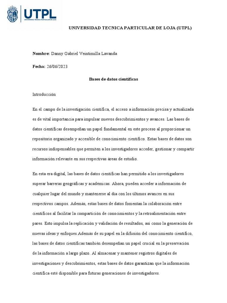 Ensayo Base de Datos | PDF | Bases de datos | Información