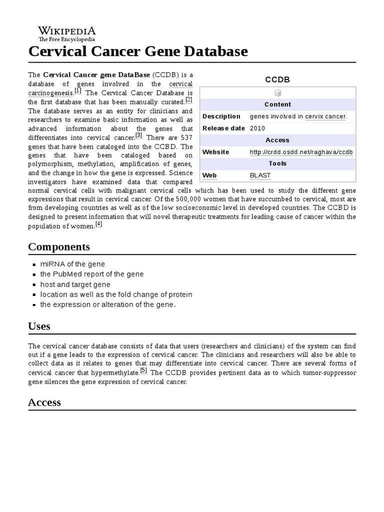 Cervical Cancer Gene Database | PDF | Biotechnology | Biology