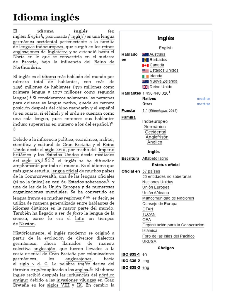 Origen e Historia del Idioma Inglés | PDF | Idioma en Inglés | Etnicidad