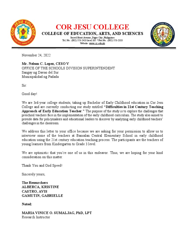 Letter of Permission To Conduct The Study | PDF