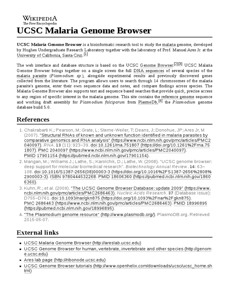 UCSC Malaria Genome Browser Overview | PDF | Genome | Plasmodium