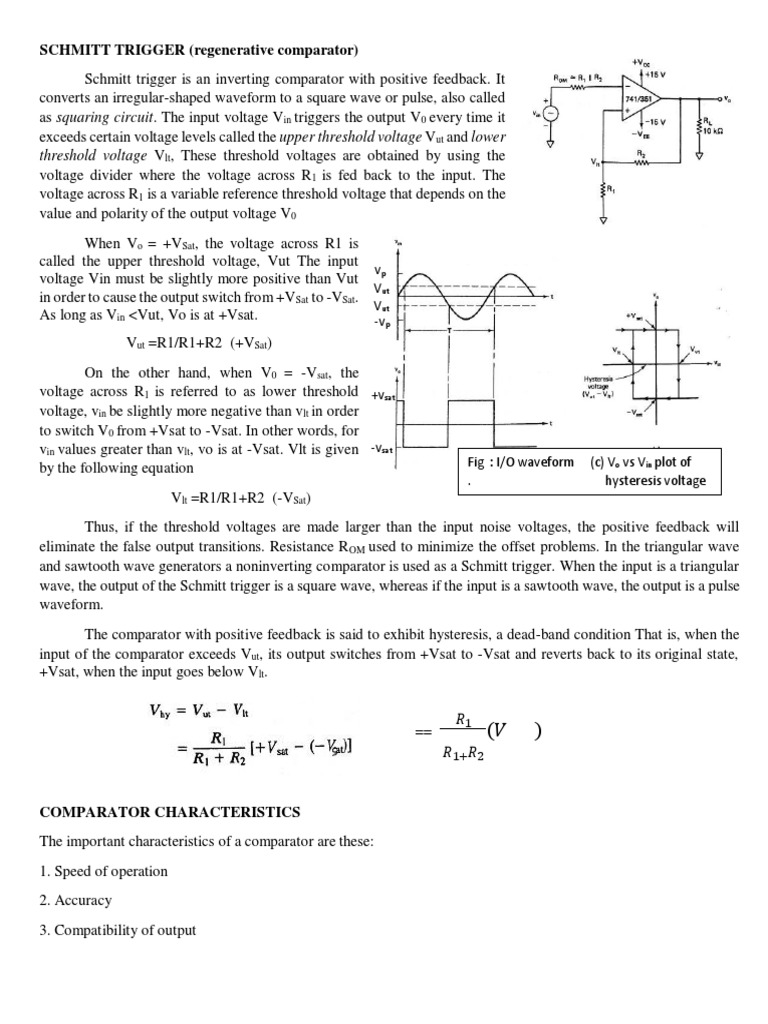 Schmitt Trigger: Hysteresis & Functionality | PDF | Electrical Circuits ...