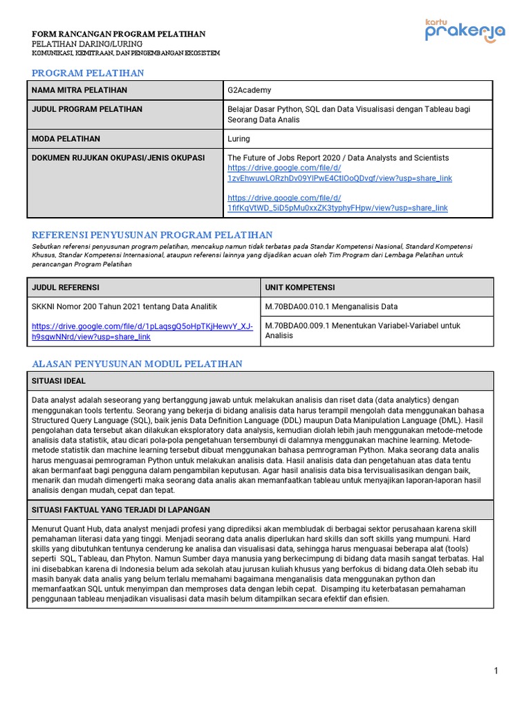 RPP - Luring - Belajar Dasar Python, SQL Dan Data Visualisasi Dengan Tableau Bagi Seorang Data ...