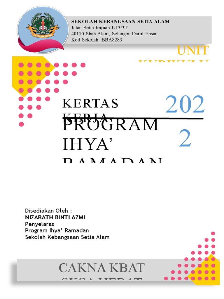 Program Ihya’ Ramadan 2022 SKSA | PDF