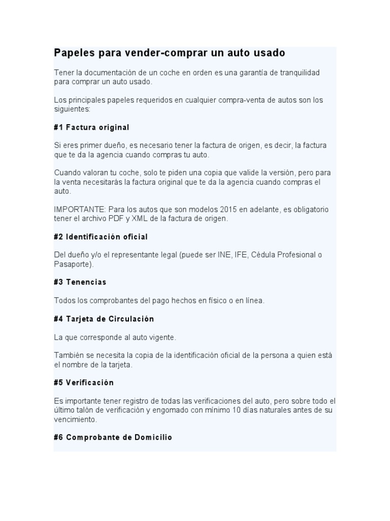Papeles para Vender-Comprar Un Auto | PDF | Derecho