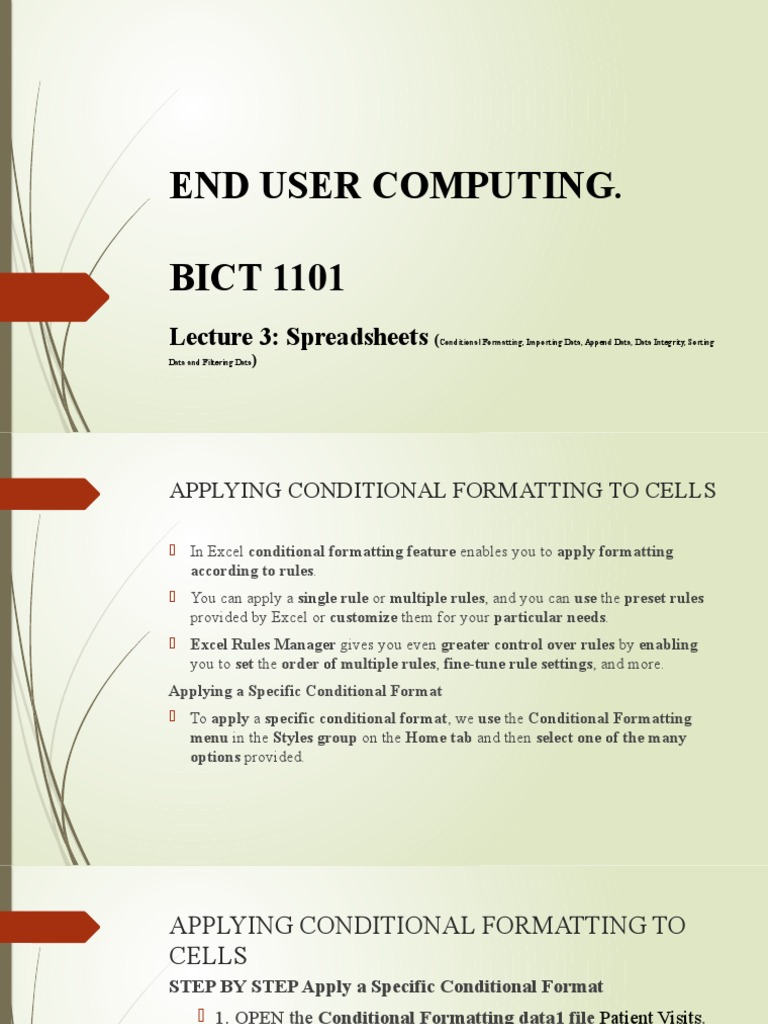 SpreadSheets - Conditional Formatting | PDF | Microsoft Excel | Comma Separated Values