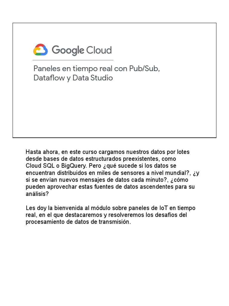 Curso BQ Module 4 - Real-Time Dashboards With Pub - Sub Dataflow and Data Studio | PDF ...