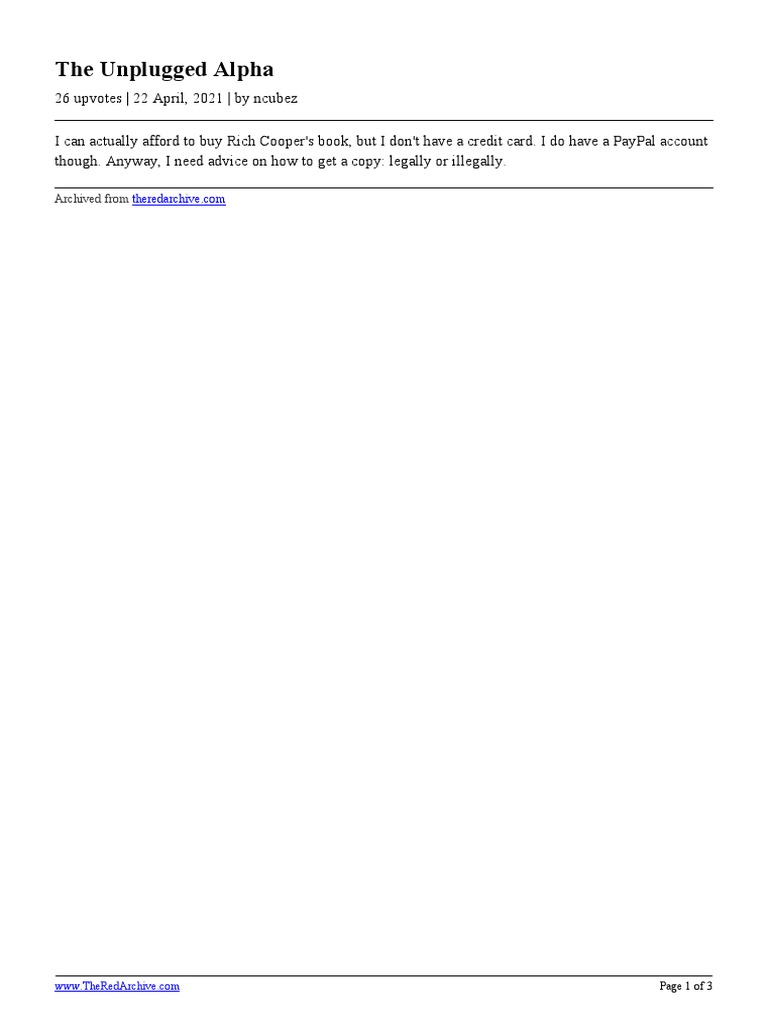 The Unplugged Alpha | PDF