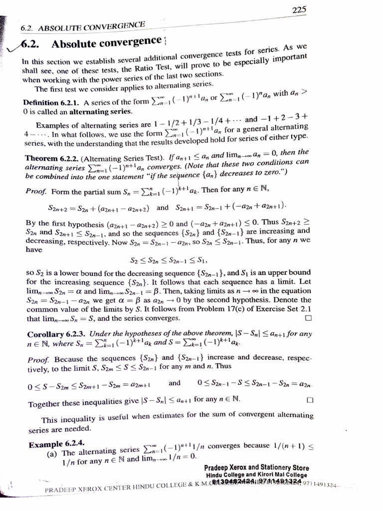 Absoloute Convergence | PDF | Series (Mathematics) | Sequence