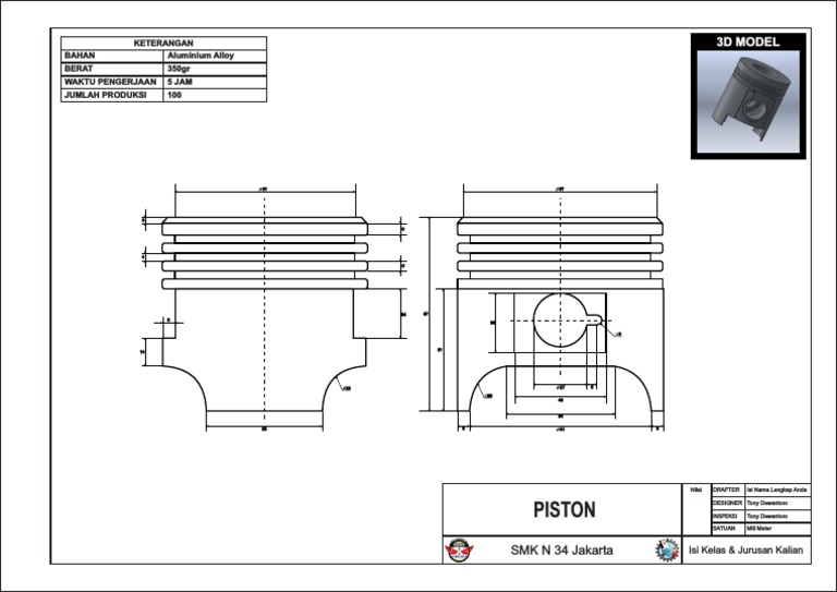 Tugas Gambar Piston | PDF