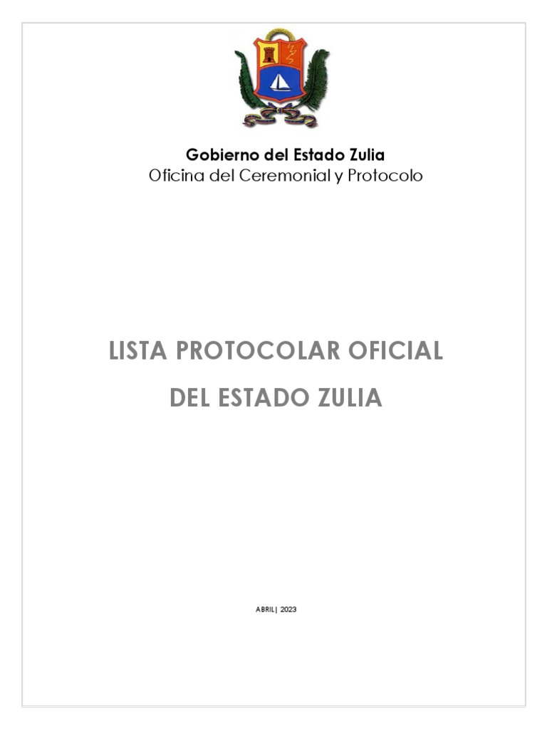 Lista Protocolar Del Edo. Zulia-ABRIL 2023 | Descargar gratis PDF | Venezuela | Ciencias Políticas