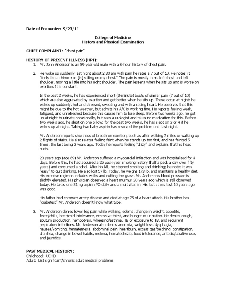 Practice HPI | PDF | Myocardial Infarction | Aspirin