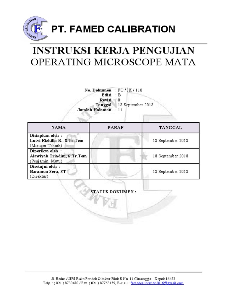 FC Ik 110 Operating Microscope Mata | PDF