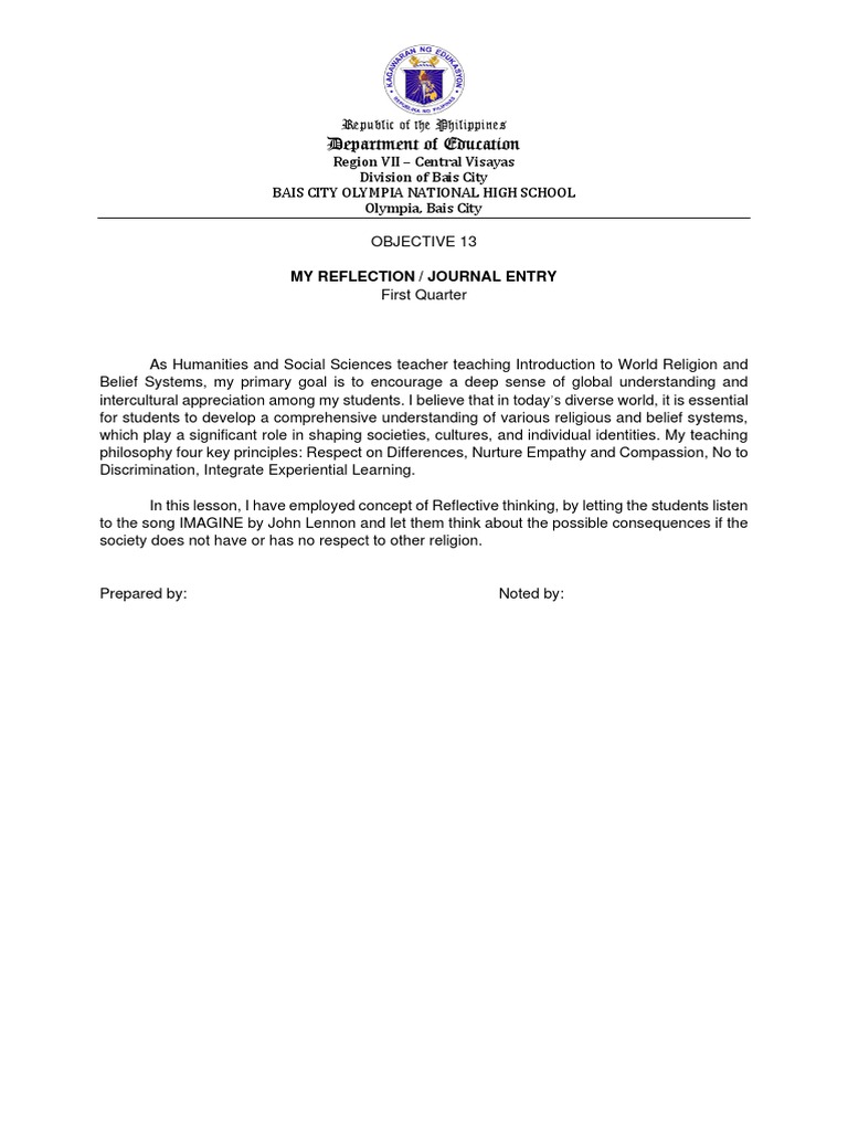 IPCRF Objective 13 Reflection Notes | Download Free PDF | Humanities ...