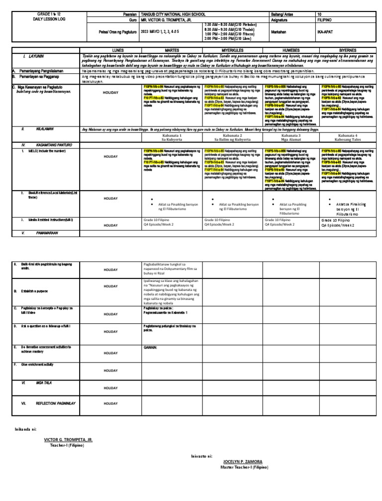 q4 Dll-Filipino 10 Week 2 | PDF