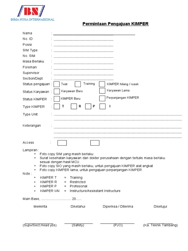 Form Pengajuan Kimper | PDF | Komputer