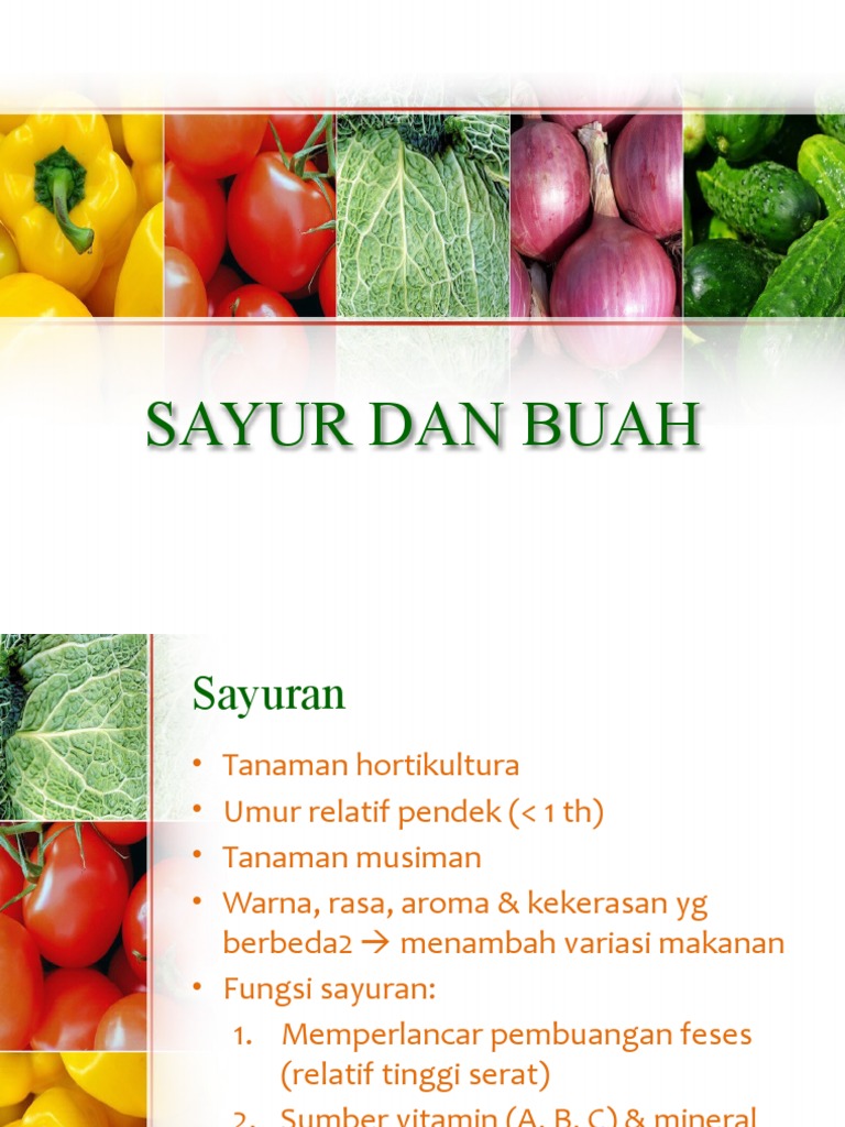 Nutrisi dan Karakteristik Sayur-Buah | PDF | Memasak, Makanan, & Anggur