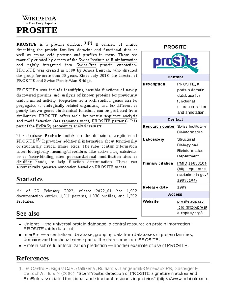PROSITE | PDF | Proteomics | Organic Compounds