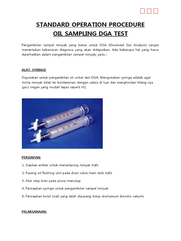 SOP - Oil Sampling DGA Test | PDF