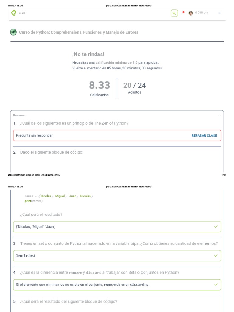 Clases Examen Resultados 4260 | PDF | Python (lenguaje de programación ...