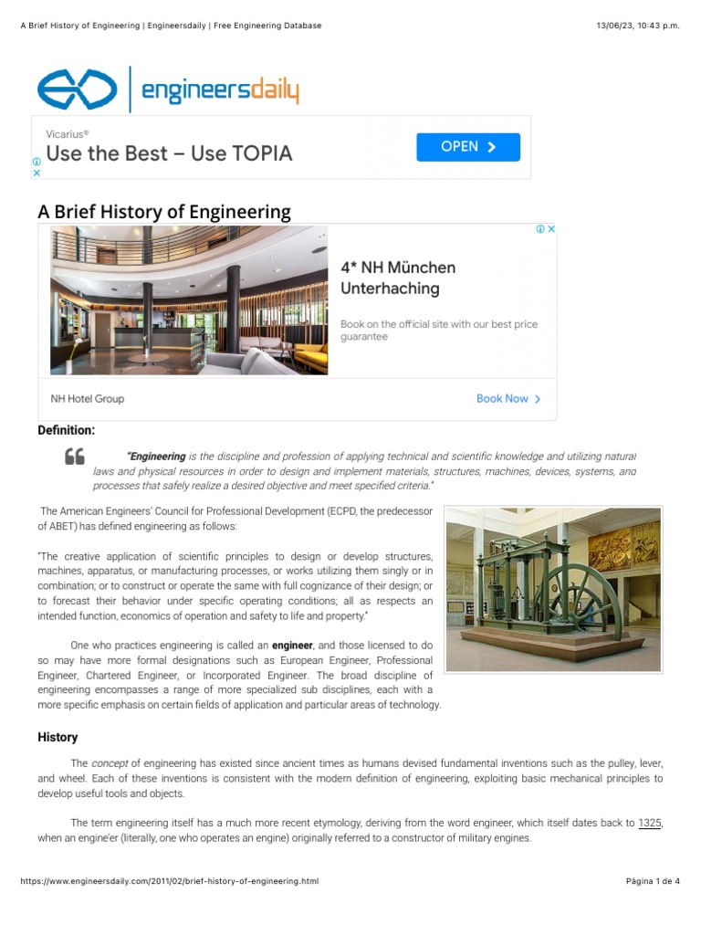 A Brief History of Engineering - Engineersdaily - Free Engineering Database | PDF | Engineering ...