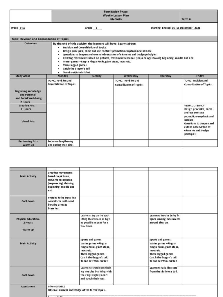 Life Skills Lesson Plans Grade 3 Term 4 | PDF | Learning | Behavior Modification
